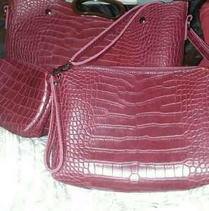 Bags | 3 Purse Set In Wine Red | Poshmark